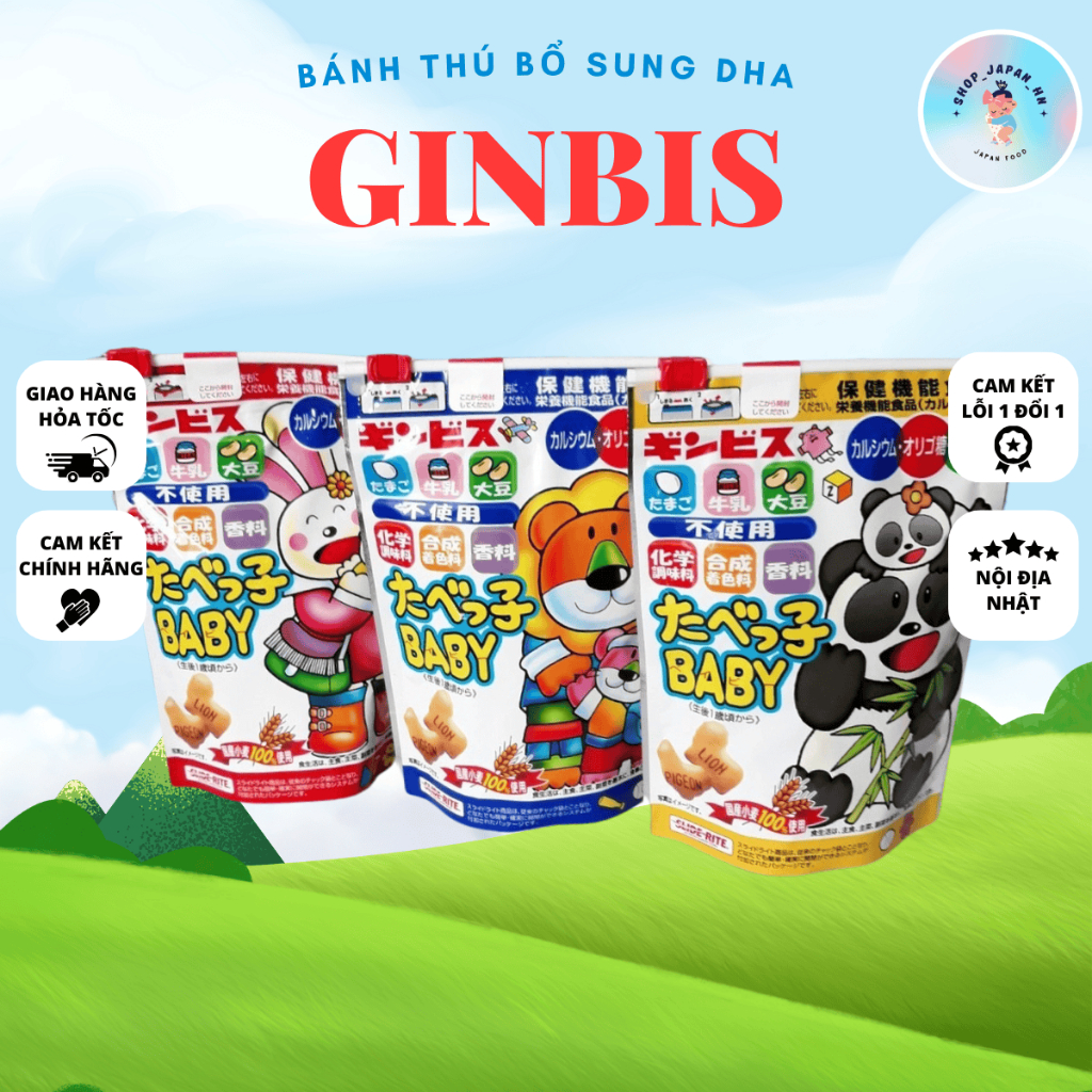 [Date 7/2025] Bánh Thú bổ sung DHA túi zip - Ginbis nội địa Nhật Bản | Shopee Việt Nam