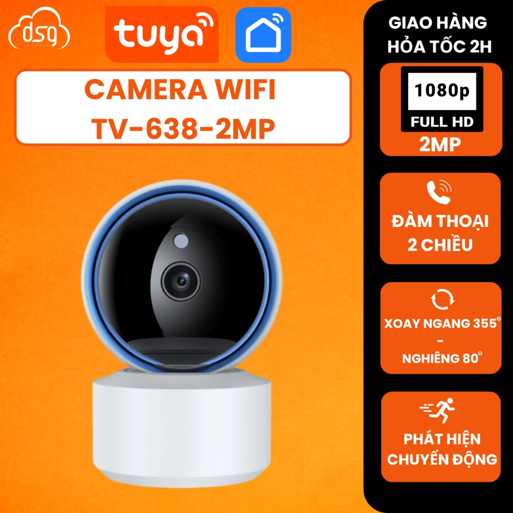 Camera Wifi Trong Nhà Tuya 2MP Full HD 1080P, Hồng ngoại ban đêm, đàm ...