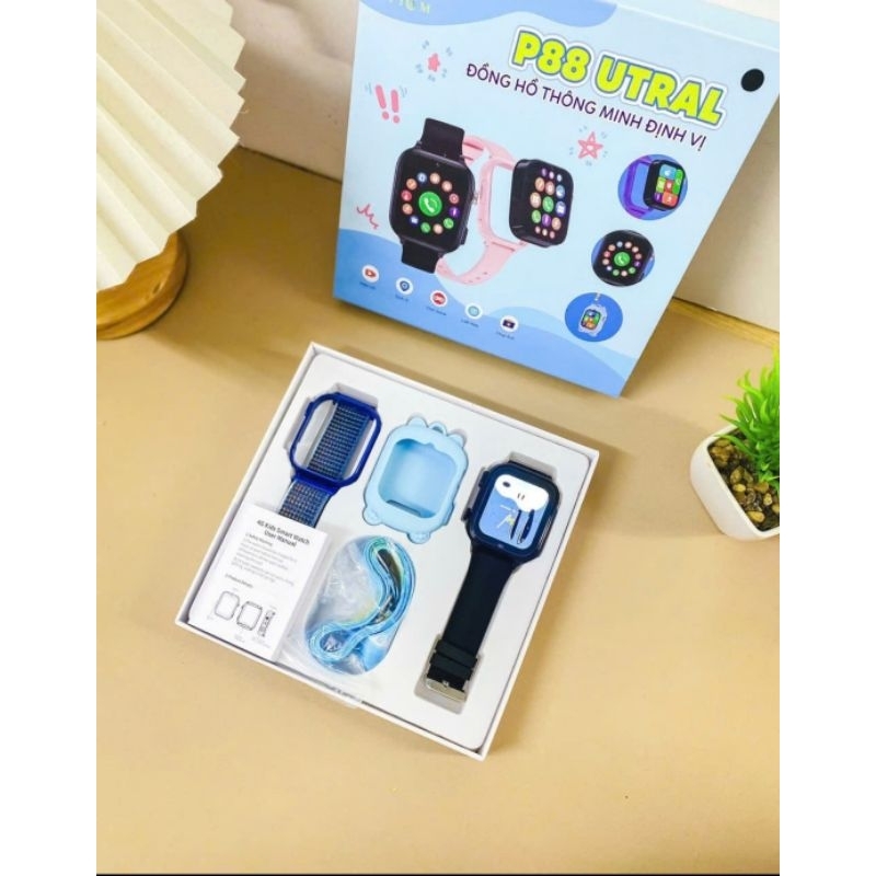 Đồng hồ thông minh định vị PICOM P88 ULTRA (ĐEN) Lắp sim 4g định vị GPS ...