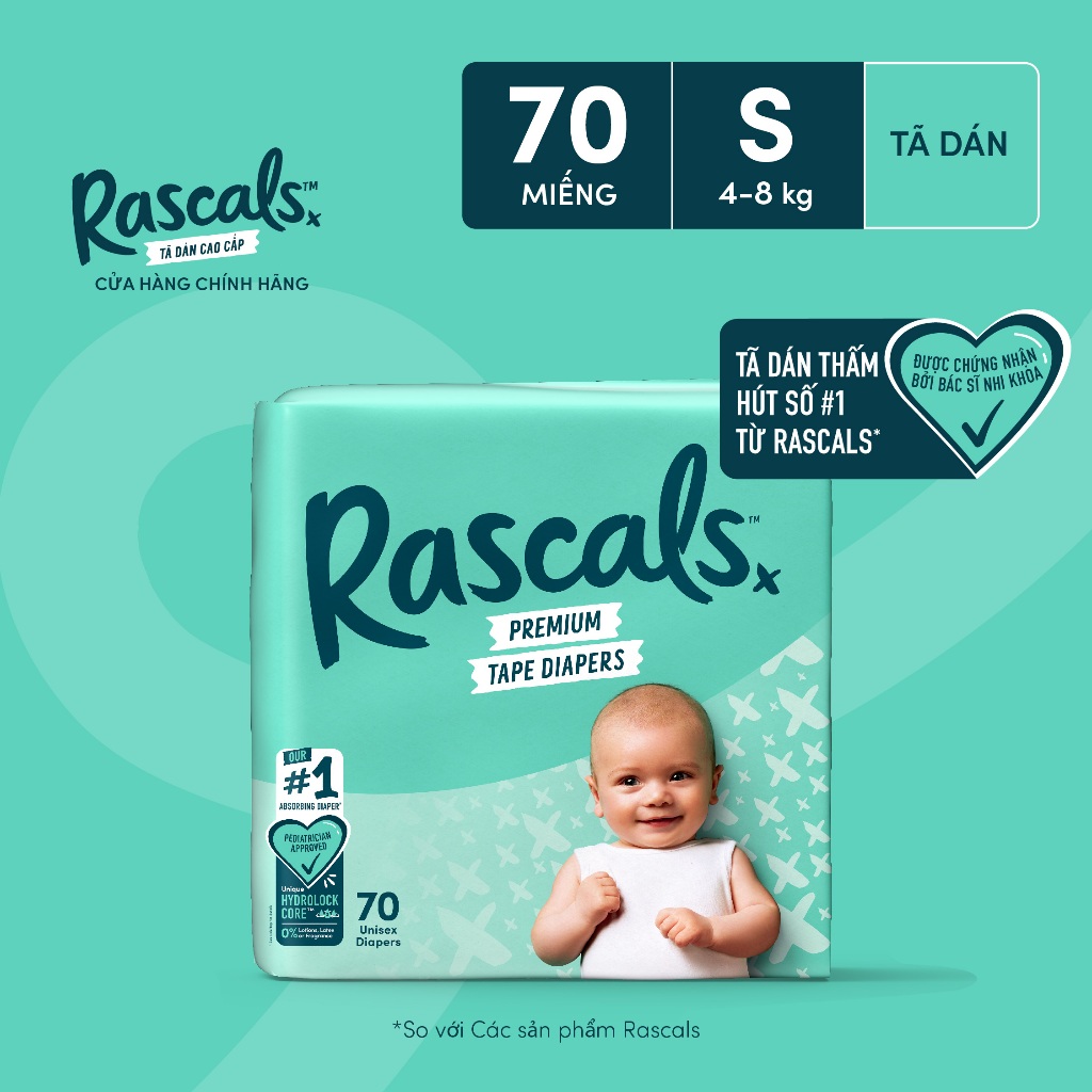 Tã/Bỉm Dán Rascals Size S (4-8kg) 70 miếng | Shopee Việt Nam