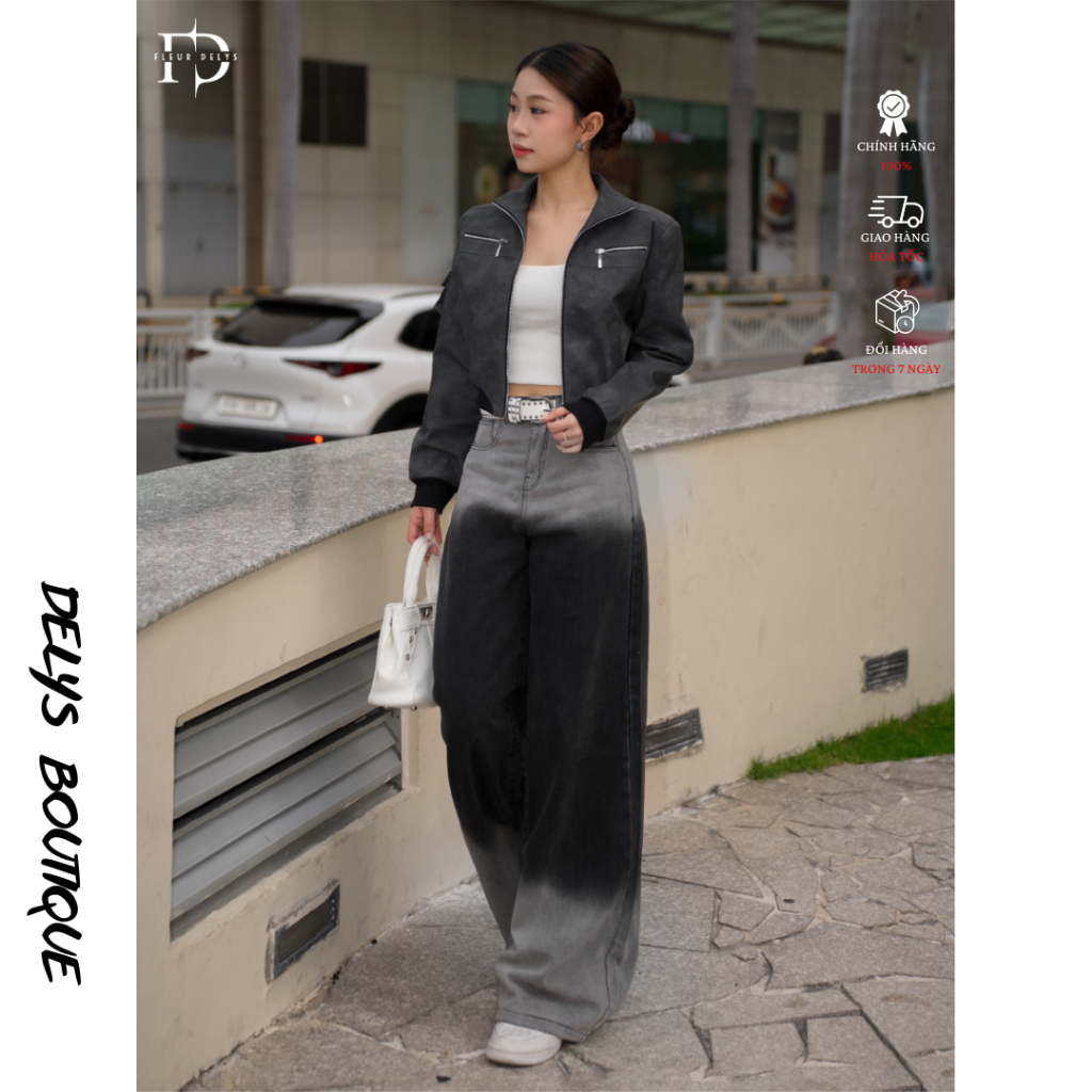 Quần Jean Nữ Loang Trắng Đen Ống Suông Delys DLQJ120 | Shopee Việt Nam
