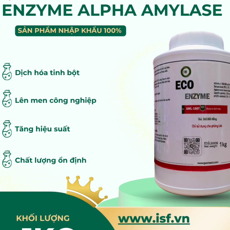 ALPHA AMYLASE AML -100T ( dạng nước) hũ 1kg. Enzyme thủy phân, dịch hóa ...