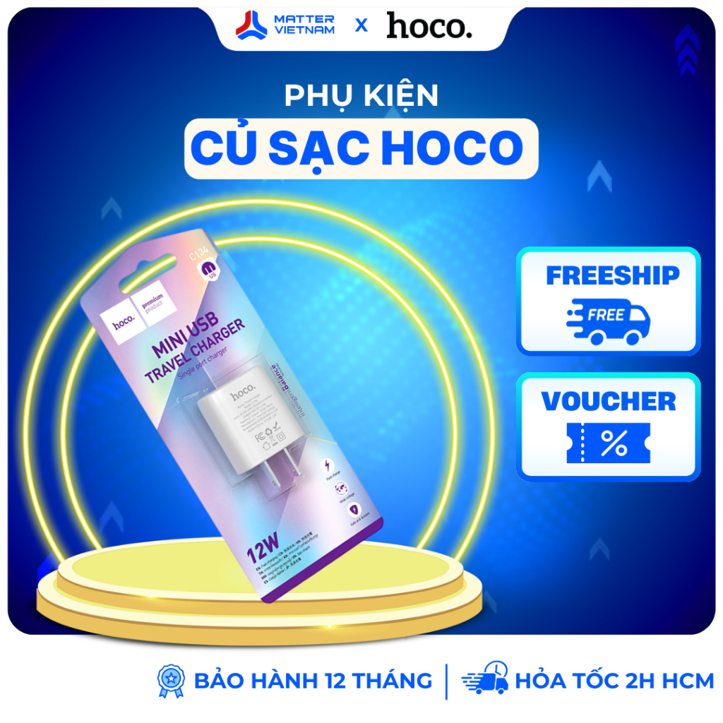 Củ sạc HOCO C106A, nguồn USB-A 5V/2A, chuẩn cắm EU - Hàng chính hãng ...