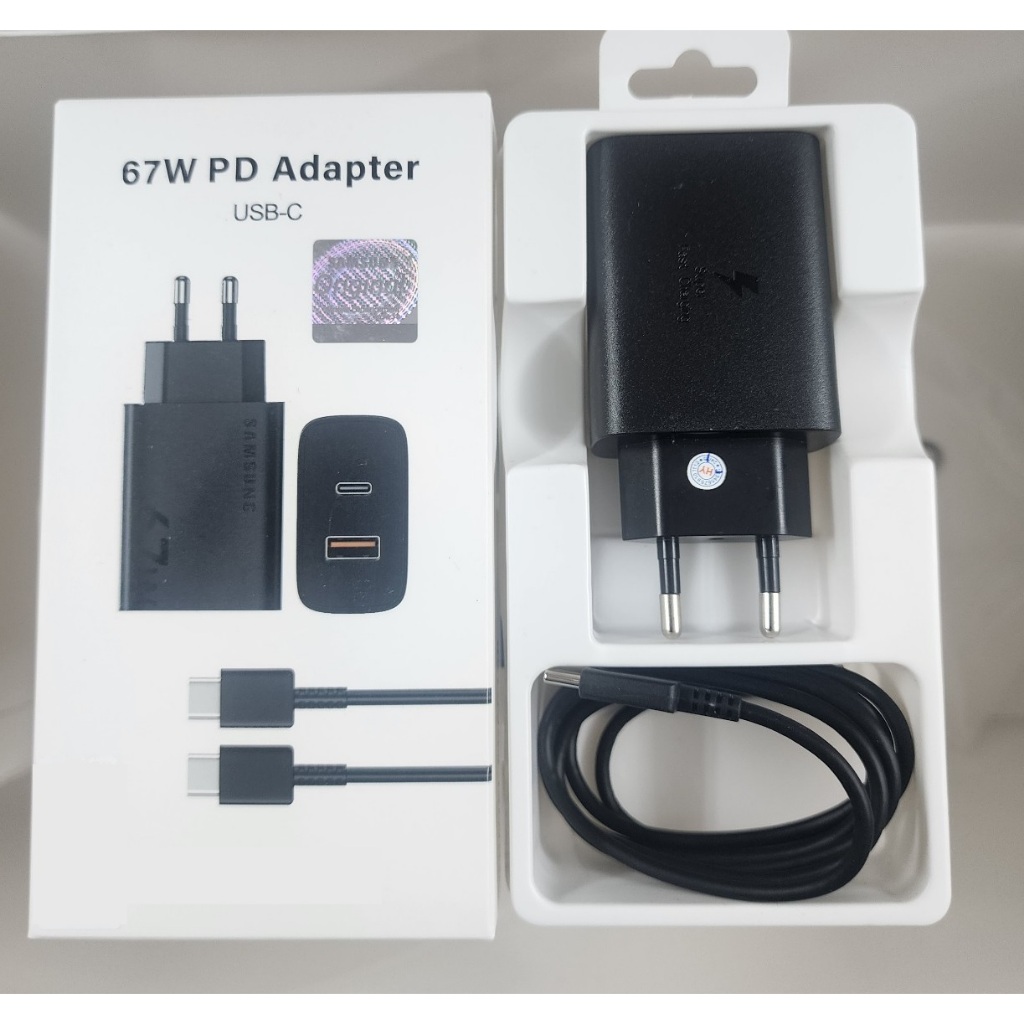 Bộ sạc PD 67W gồm củ sạc và dây cáp 2 đầu Type C 1M, củ gồm 2 đầu ra là TypeC-67w và USB-20W ...