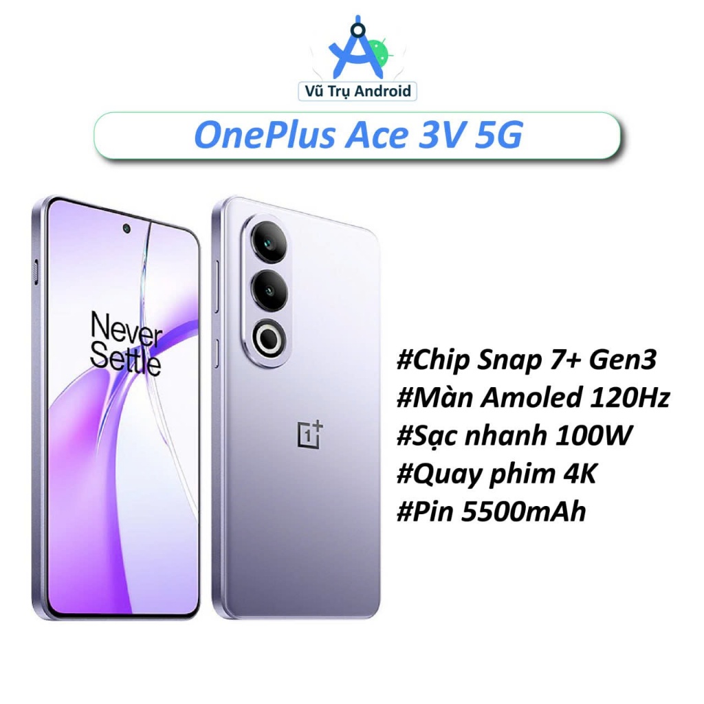 Điện thoại Oneplus ACE 3V Fullbox NEW đã unlock RAM 12/256GB chip Snapdragon 7+ Gen 3 màn AMOLED ...