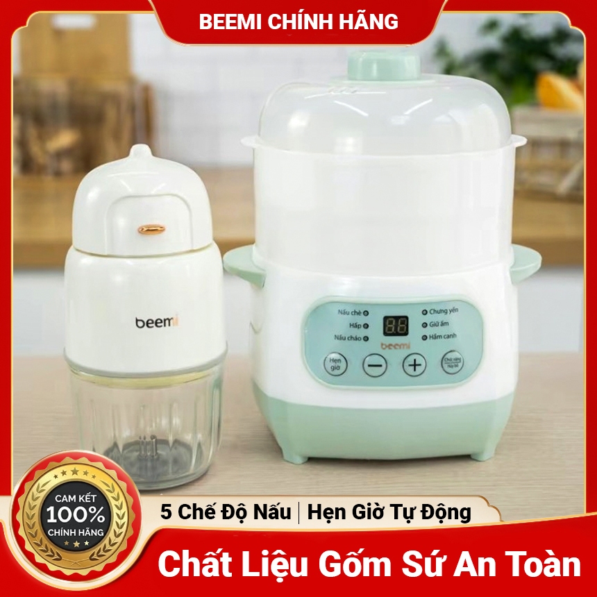 (CHÍNH HÃNG) Nồi Nấu Cháo Chậm Beemi 1L + Máy Xay Ăn Dặm 8 Lưỡi, Bảo ...