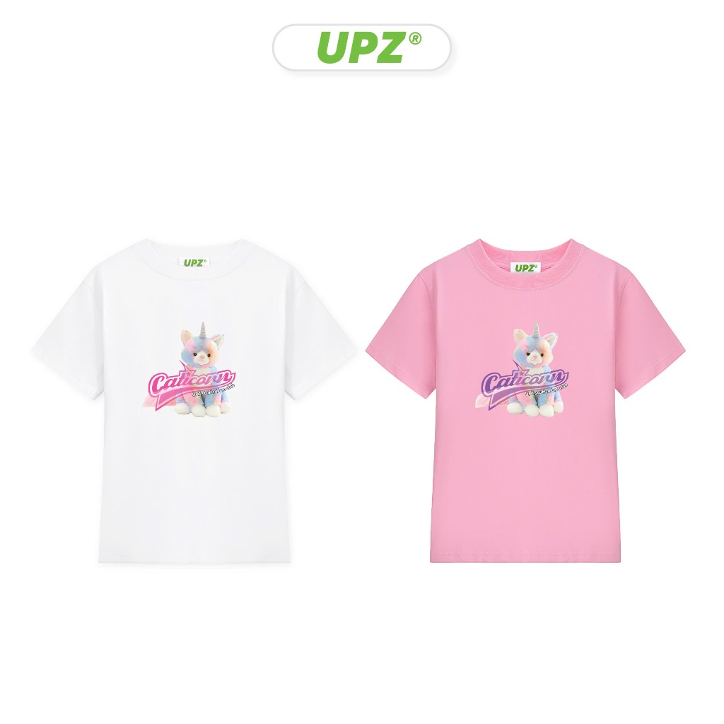 UPZ Áo Thun Baby Tee Tay Ngắn In Hoạ Tiết Mèo Kỳ Lân Caticorn (Trắng ...