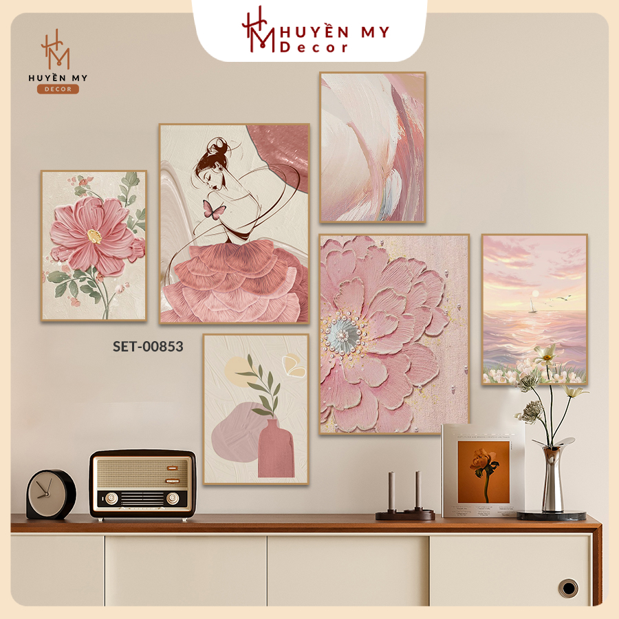 SET 6 Tranh Dán Tường Cô Gái Nghệ Thuật ,Trendy, Decor Phòng Khách ...