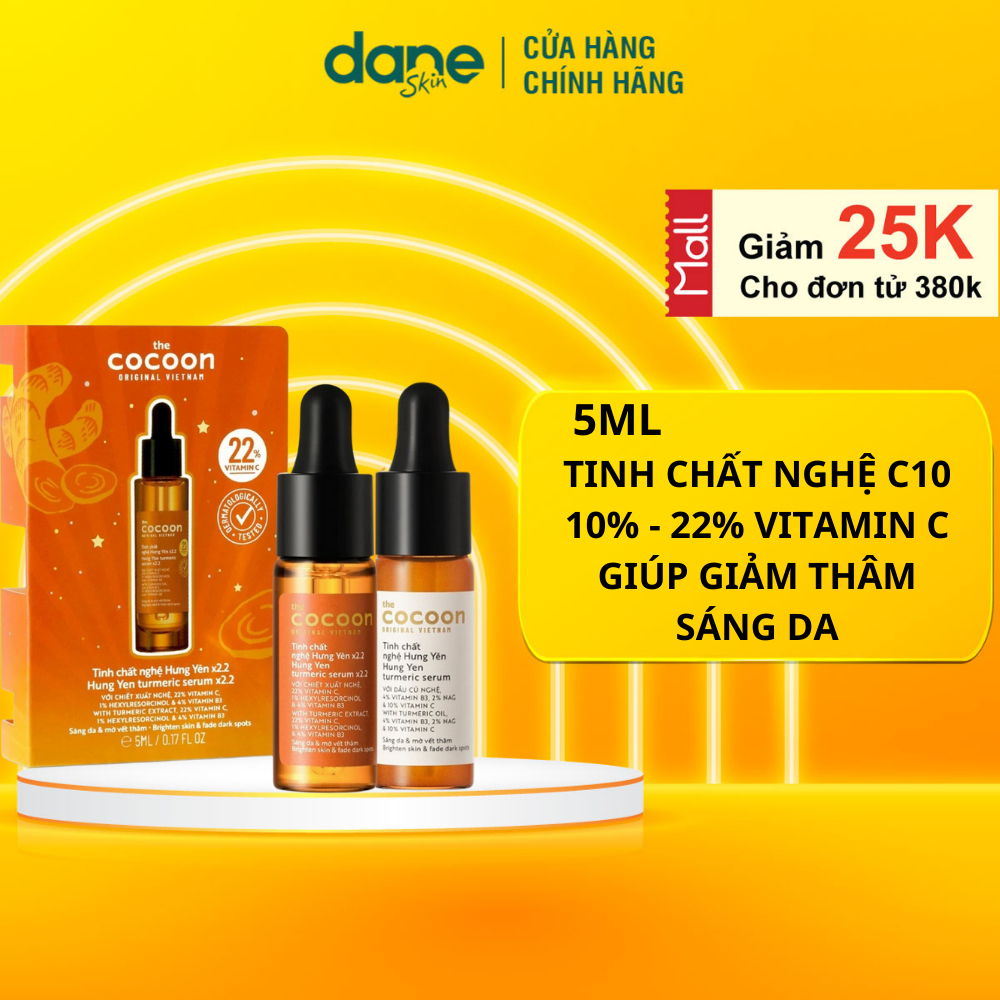 Tinh chất nghệ Hưng Yên Cocoon 5ml C10 - C22 - sáng da chuyên sâu & mờ ...