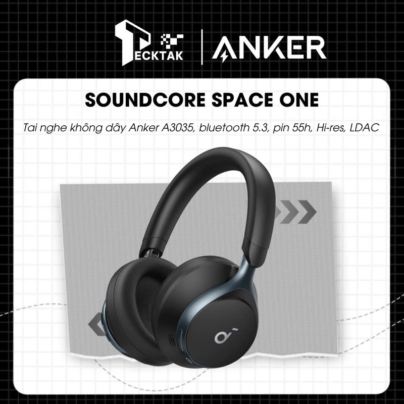 Tai nghe không dây Anker Soundcore Space One ANC A3035, Bluetooth 5.3, pin 55h, Hi-res, LDAC ...