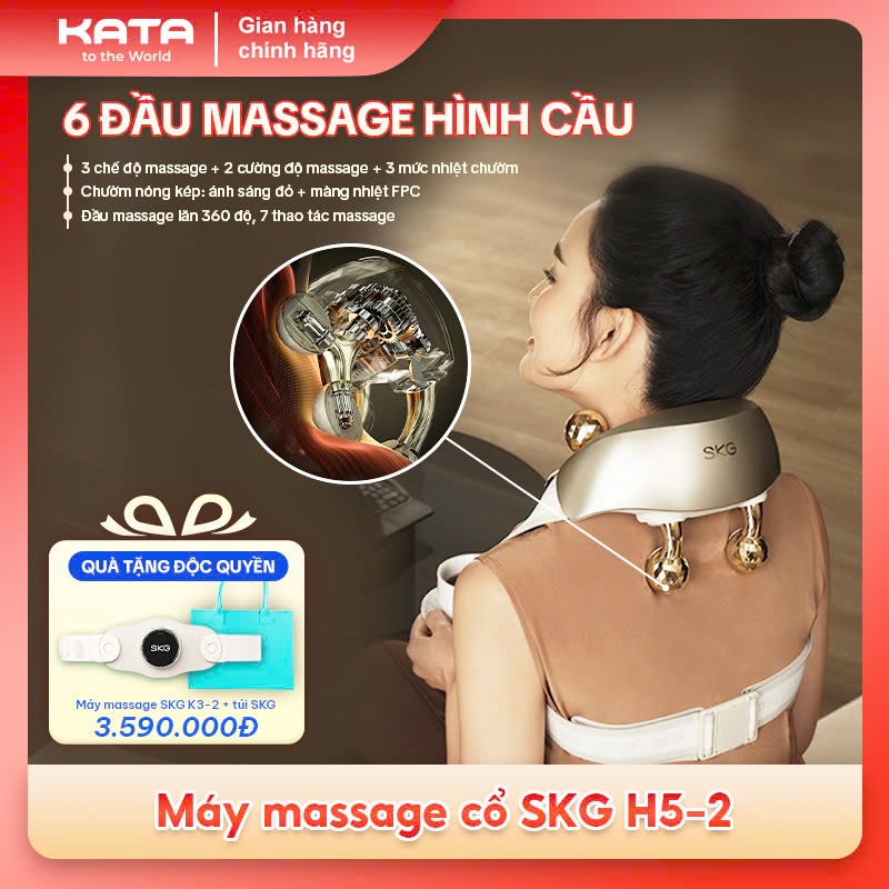 Máy massage cổ vai gáy SKG H5-2 cao cấp, máy mát xa vật lý giúp giảm đau mỏi cổ vai gáy chính ...