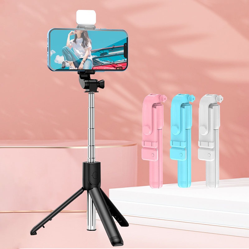 [Tặng Remote] Gậy Chụp Ảnh Bluetooth R1S Có đèn - Tripod, Remote Từ Xa ...