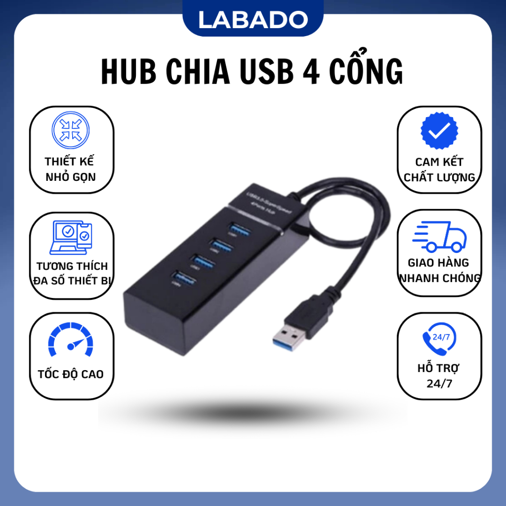 Hub usb 3.0 bộ chia cổng usb 4 port 4 cổng máy tính laptop LABADO H4 ...