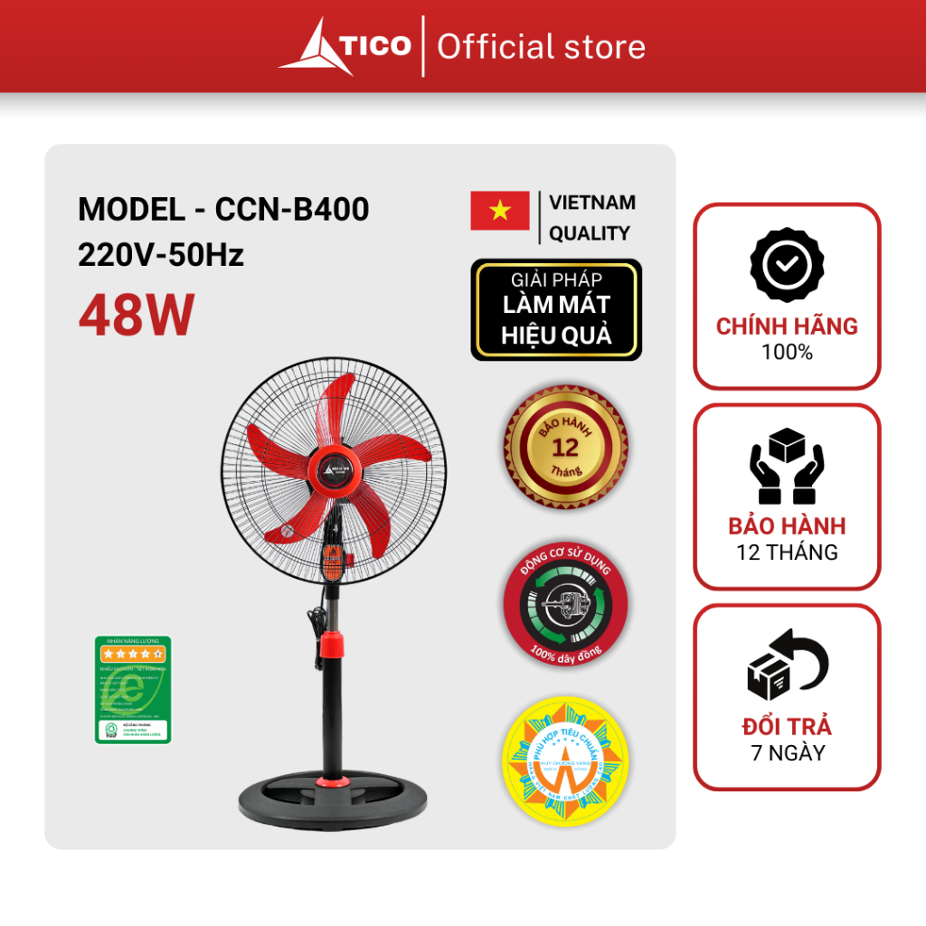 Quạt Cây Công Nghiêp B4 Thương Hiệu Tico Model Ccn B400 220v 50hz