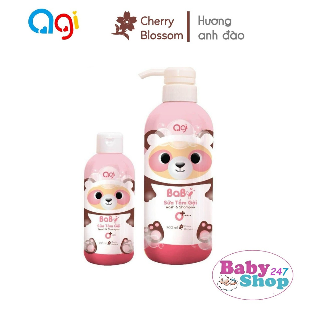 Sữa Tắm Gội AGI 2 Trong 1 Cho Bé Chai 200/700ml Hương Hoa Anh Đào (Date Mới) | Shopee Việt Nam