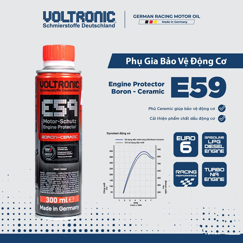 Phụ gia nhớt Voltronic E59 - Phủ Ceramic bảo vệ động cơ 300ml [ Chai Nguyên Seal ] | Shopee Việt Nam
