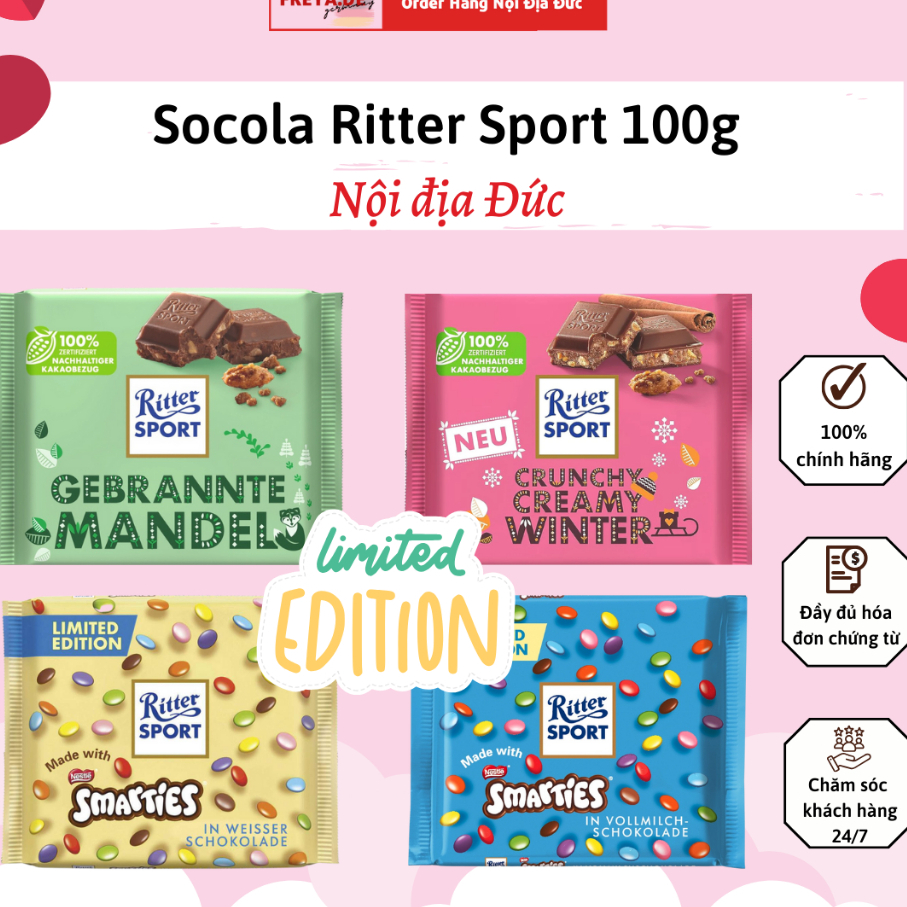 [NỘI ĐỊA ĐỨC] Socola Ritter Sport thanh 100g vị đặc biệt tại Đức ...