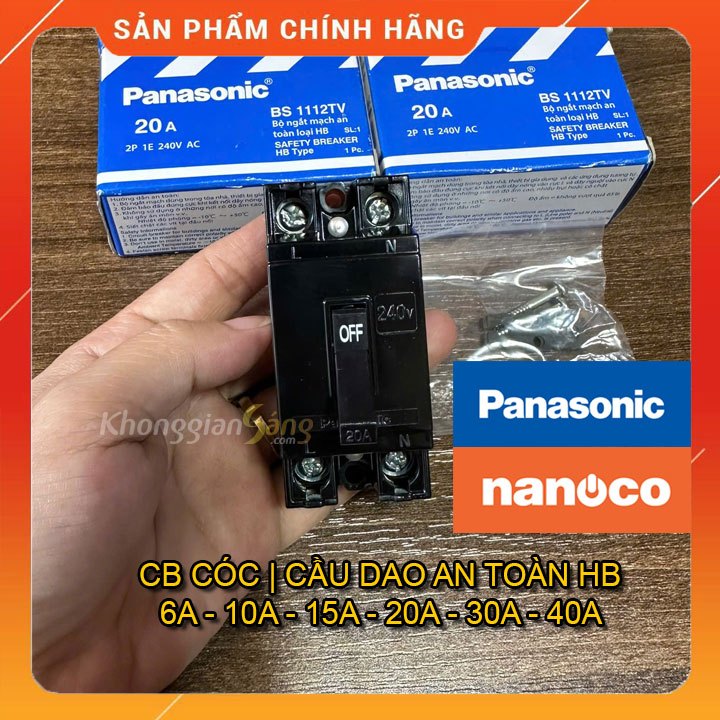 [CHÍNH HÃNG] CB CÓC PANASONIC CẦU DAO AN TOÀN HB 2P1E 6A - 10A - 15A ...