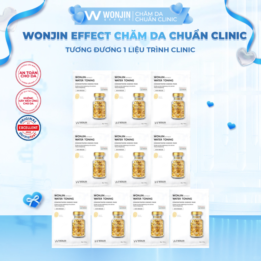 Combo 10 Mặt nạ dịch truyền Vitamin dưỡng sáng trắng da WONJIN EFFECT WATER TONING CONCENTR ...