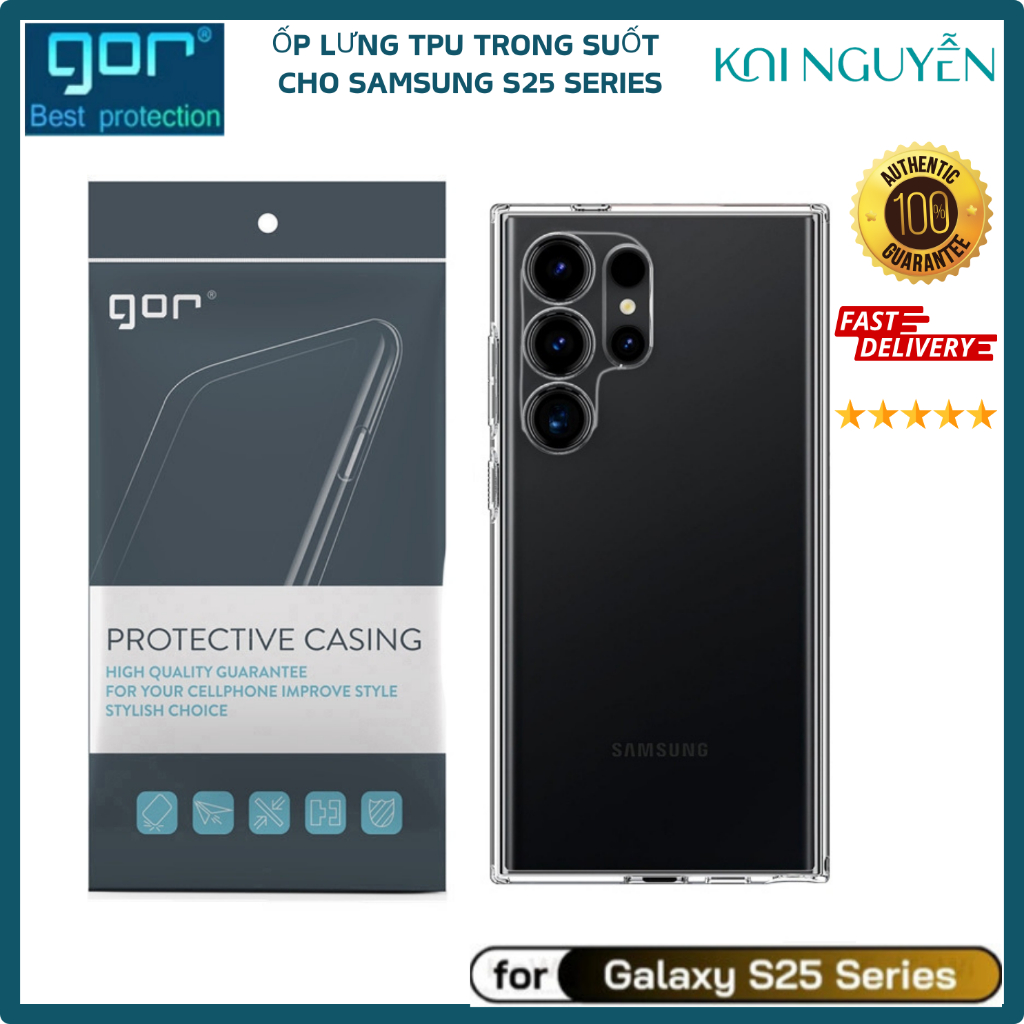 Ốp Lưng TPU trong suốt GOR Crystal Clear cho Samsung Galaxy S25 / Galaxy S25 Plus / Galaxy S25 ...