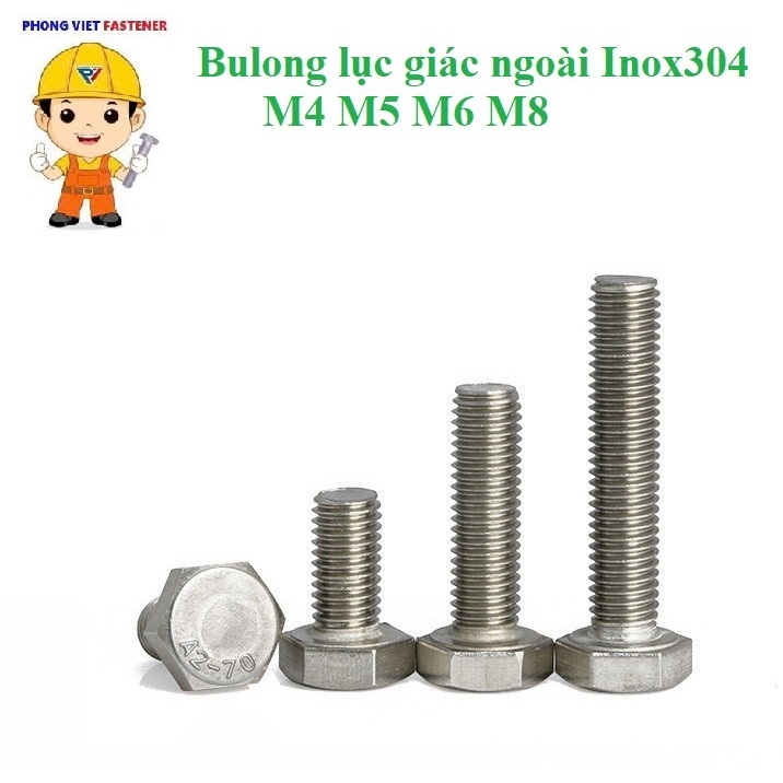 (INOX304) 10 cái M4-M8 Bulong lục giác ngoài inox 304 M4-M8 | Shopee Việt Nam