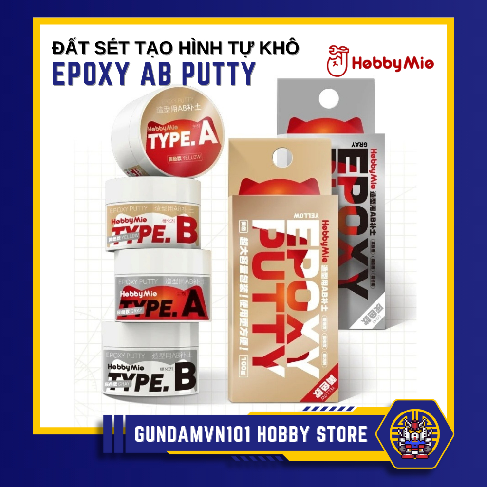 PUTTY AB DẠNG ĐẤT SÉT HOBBY MIO - Keo epoxy trám lỗ xước tạo hình mô ...