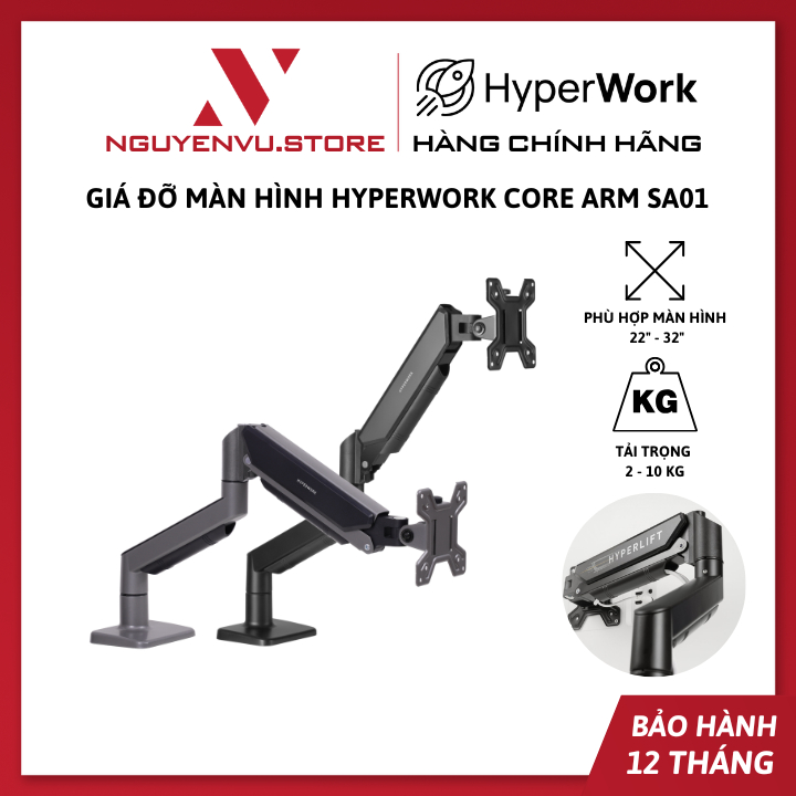 Giá đỡ màn hình Hyperwork Core Arm SA01 - Phù hợp màn 22 - 32" - Tải ...