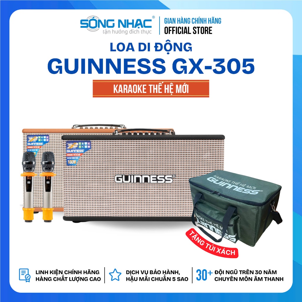 Loa Bluetooh Karaoke Xách Tay Guinness GX-305, Bass Mạnh 100W, Tặng kèm ...