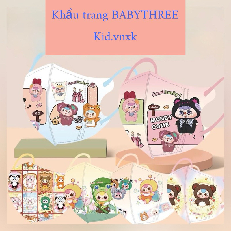 Set 50c khẩu trang Baby Three bé gái QCcc loại 1, khẩu trang trẻ em 3 ...