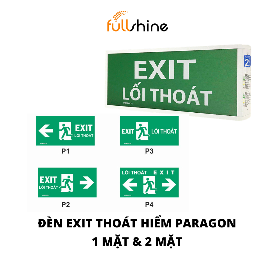 Đèn EXIT thoát hiểm khẩn cấp chiếu sáng sự cố Paragon có tem PCCC ...