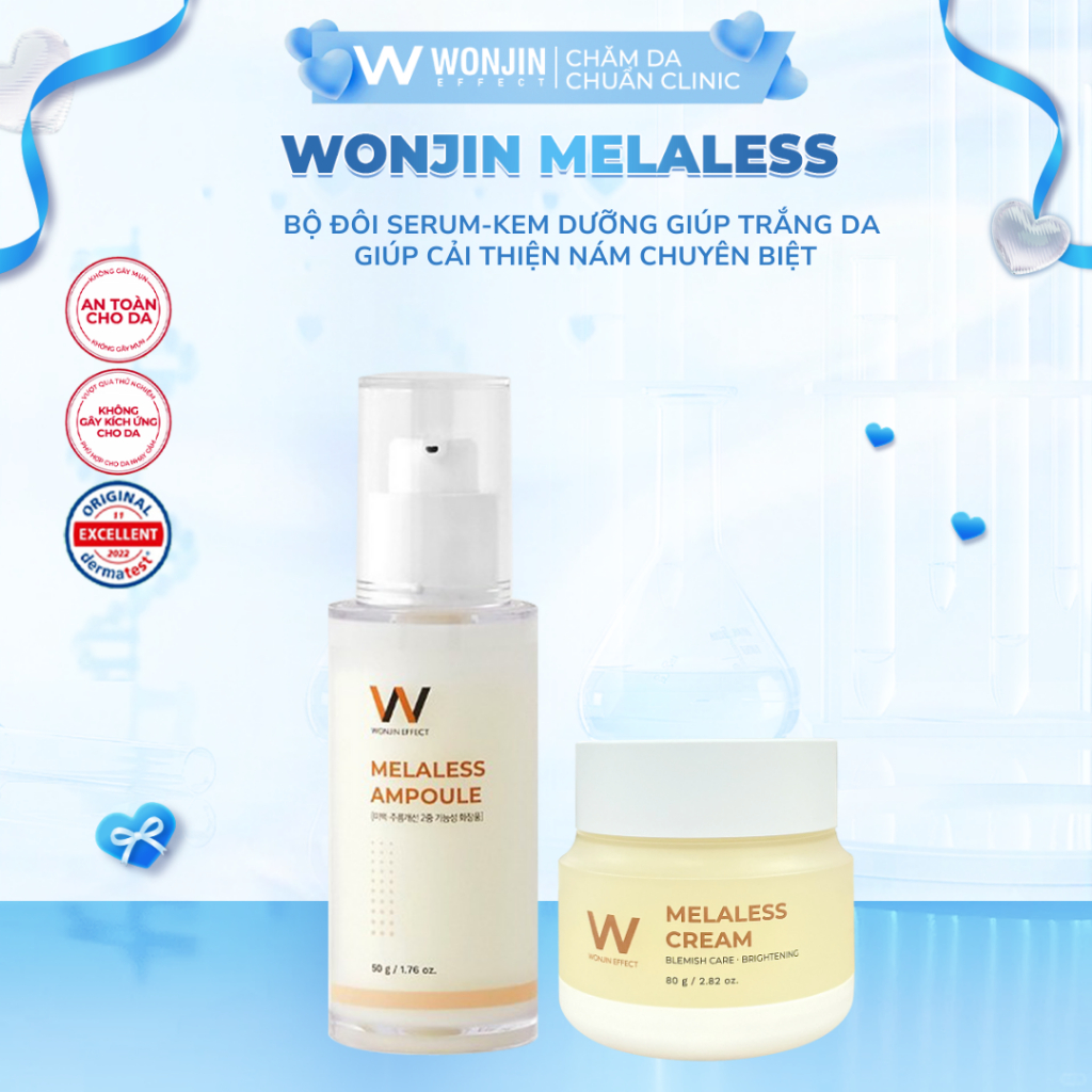 Bộ Đôi Hỗ Trợ Dưỡng Sáng Da, Giảm Mờ Đốm Nâu WonJin Effect Serum Melaless 50ml+ Kem Dưỡng ...