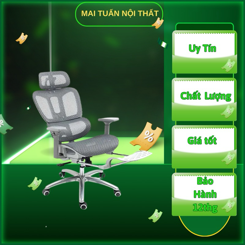 Ghế Công Thái Học Tay Điều Chỉnh Mai Tuấn Nội Thất Xoay 360độ, Nâng Hạ, Gập Gù | Shopee Việt Nam