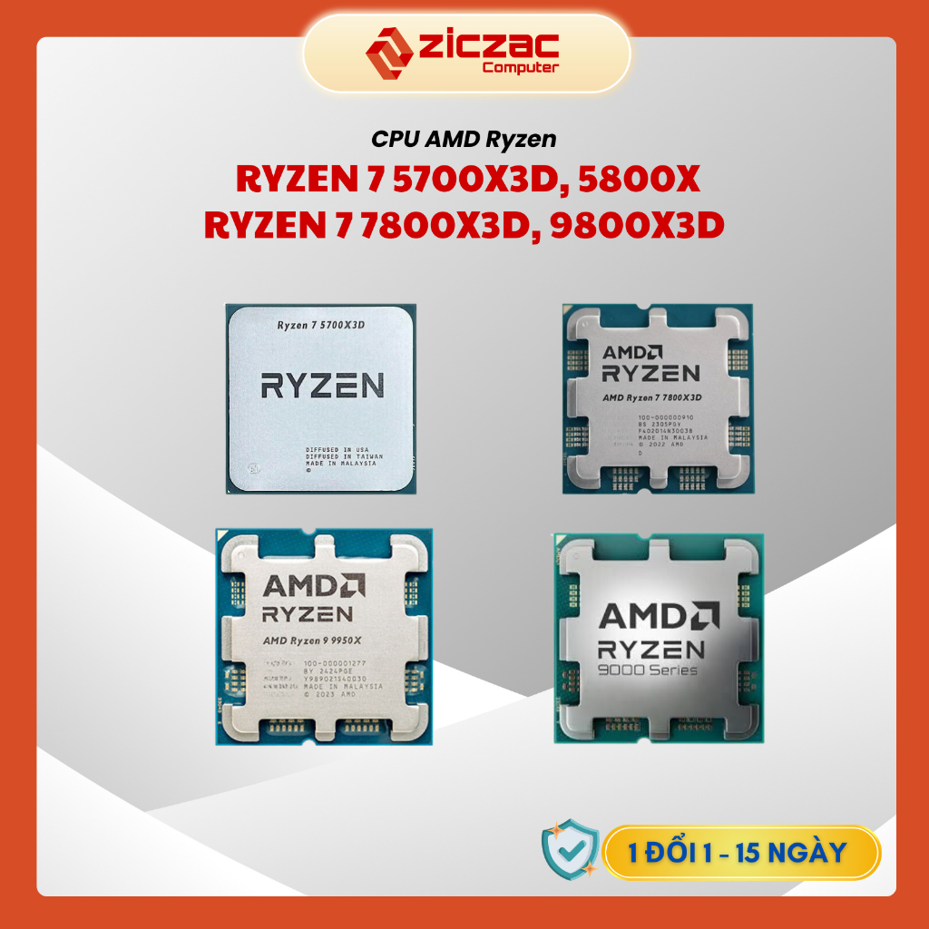 [Sẵn hàng] CPU AMD Ryzen 7 5700x3d AM4 | 7800x3d 9800x3d Ryzen 9 9950x ...
