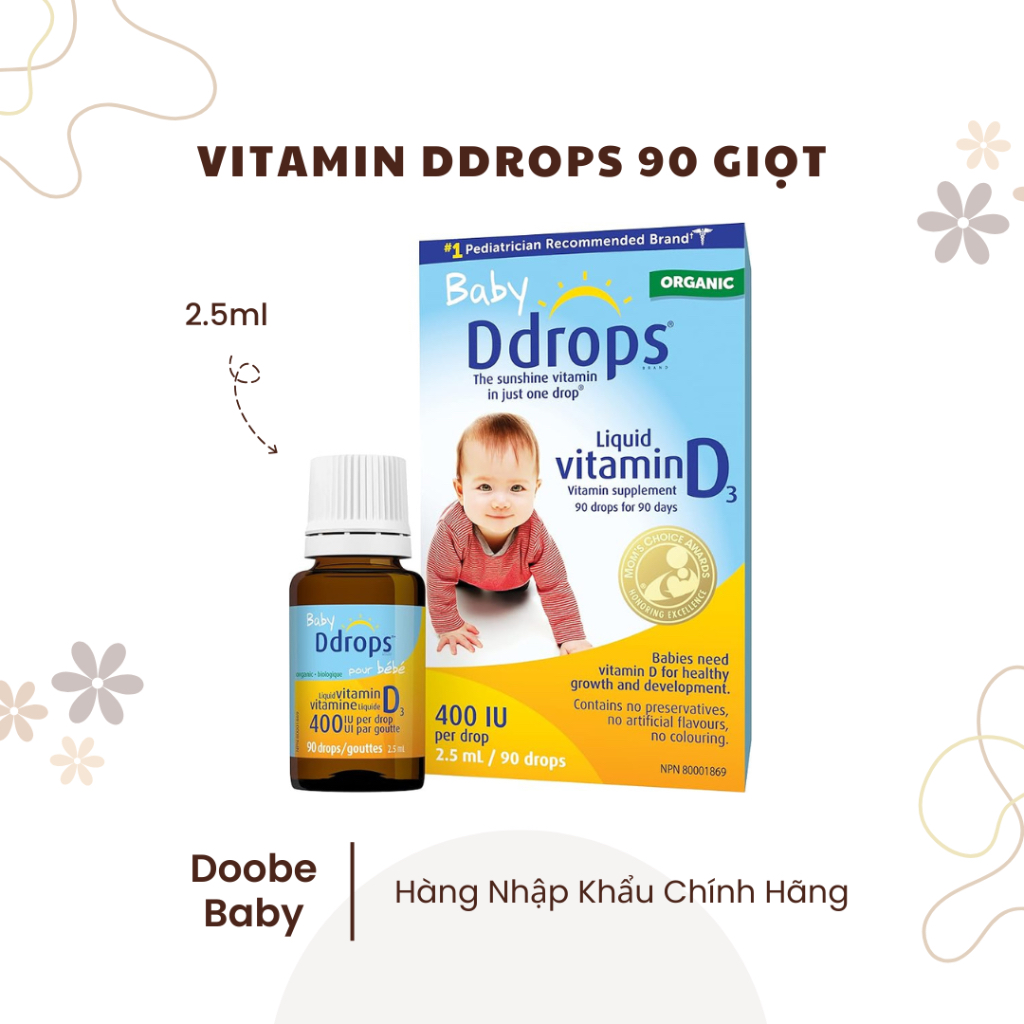Ddrops 90 giọt Organic 400 IU, Vitamin D3 hỗ trợ sức khỏe răng và xương cho bé | Shopee Việt Nam