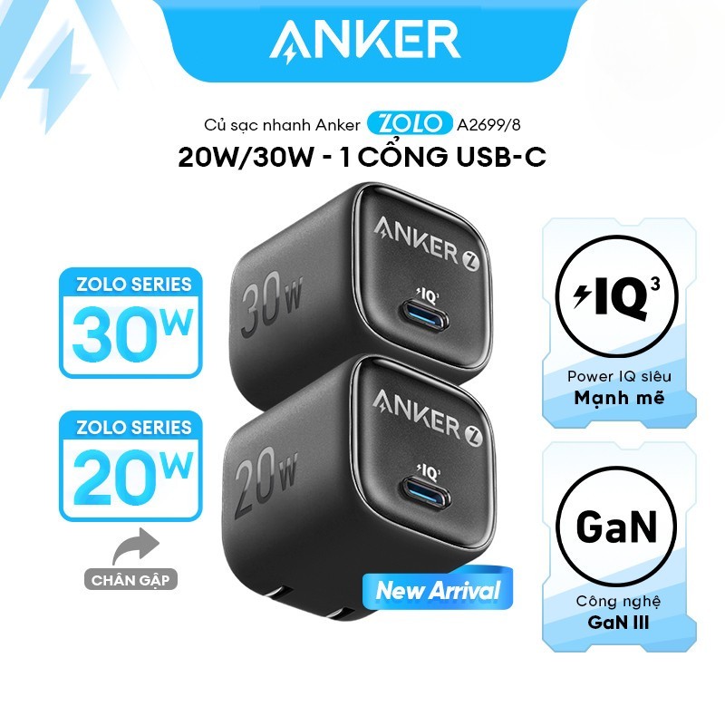 [GIAO HỎA TỐC] Củ sạc nhanh Anker 312 A2678 PD 20W / 33Wchân gập, nhỏ ...