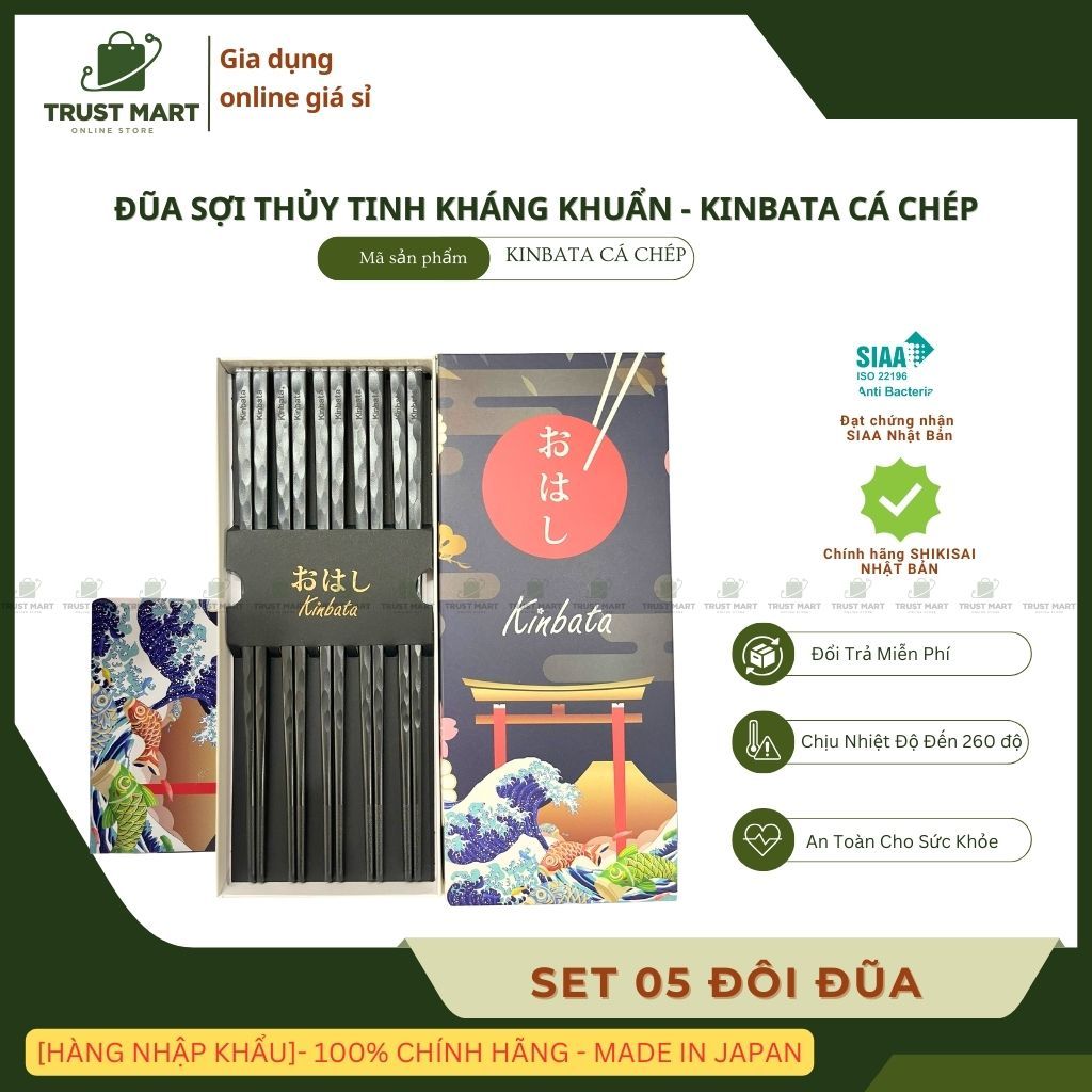 [Chính Hãng] - Set 05 đôi đũa nhật - KINBATA CÁ CHÉP KHÁNG KHUẨN - Hàng Nhập Khẩu Nhật Bản ...