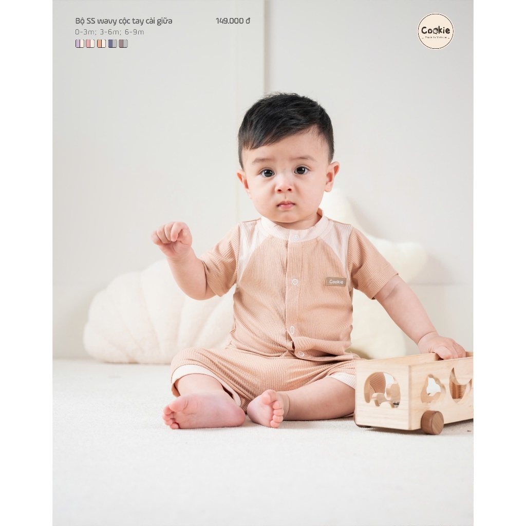 Bộ Sơ Sinh Cộc Tay COOKIE Wavy Cài Giữa Cho bé Từ 0 Đến 9 Tháng 2025 ...