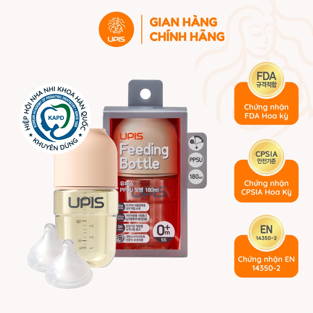 Bình sữa cao cấp UPIS Hàn Quốc cho bé từ 0M+ size SS 180ml màu hồng | Shopee Việt Nam
