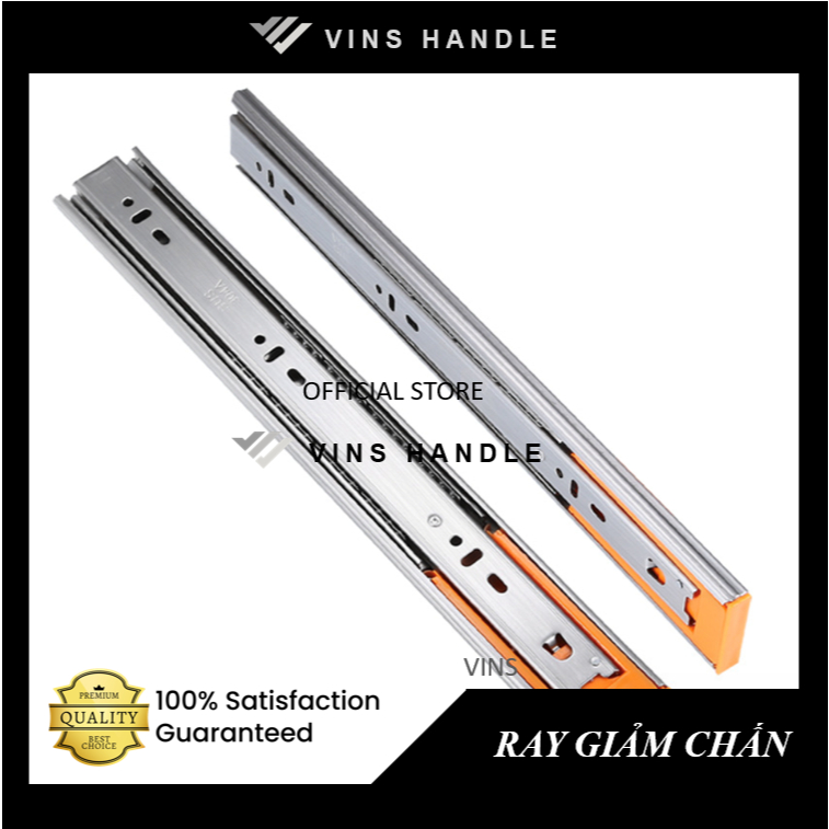 RAY BI 3 TẦNG GIẢM CHẤN - Bản 45mm - Bộ 2 thanh ray trượt hộc tủ [ZUB ...