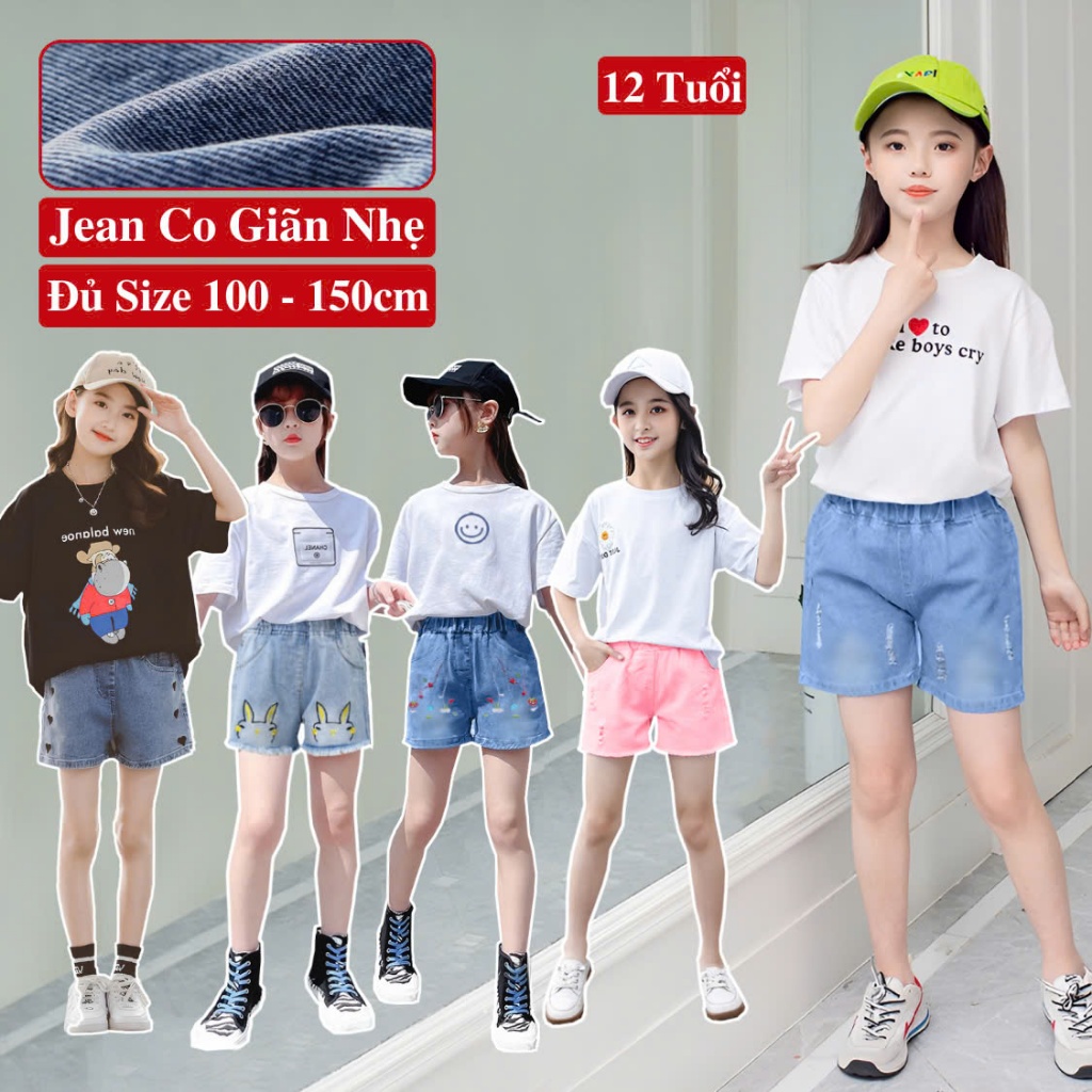 Quần Đùi Short Jean Cho Bé Gái KooKoo Màu Xanh Hồng, Quần Đùi Jean Cho ...