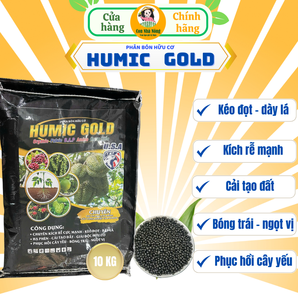 HUMIC GOLD TÚI 10 KG - PHÂN BÓN HỮU CƠ NHẬP KHẨU - CHUYÊN KÍCH RỄ , CẢI ...