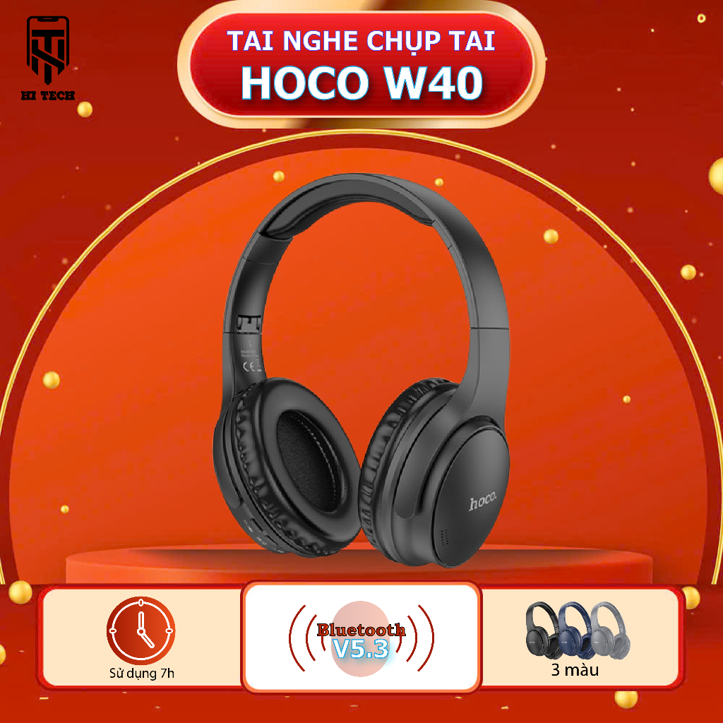 Tai Nghe Bluetooth V5.3 Hoco W40 có mút đệm hạn chế âm thanh phát ra, giảm đau tai khi sử dụng ...