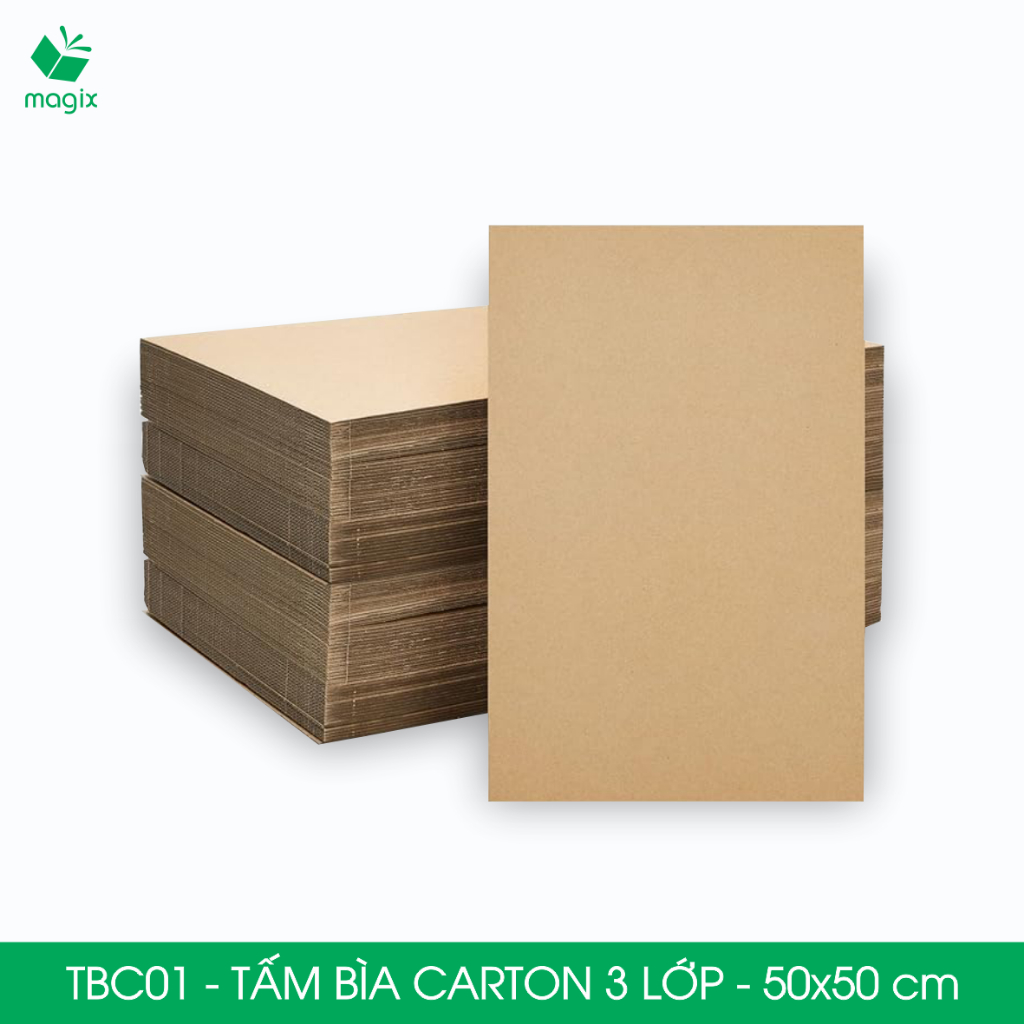 TBC01 - 50x50 cm - Combo 5 tấm bìa carton 3 lớp nguyên tấm cứng cáp ...