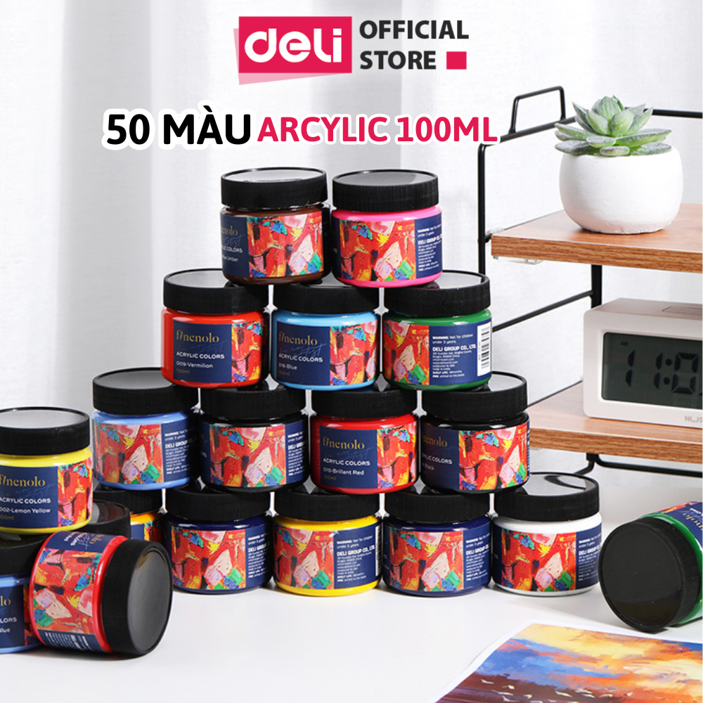 [50 Màu] Màu acrylic 3D dạng hũ 100ml chuyên nghiệp Deli dùng vẽ custom ...
