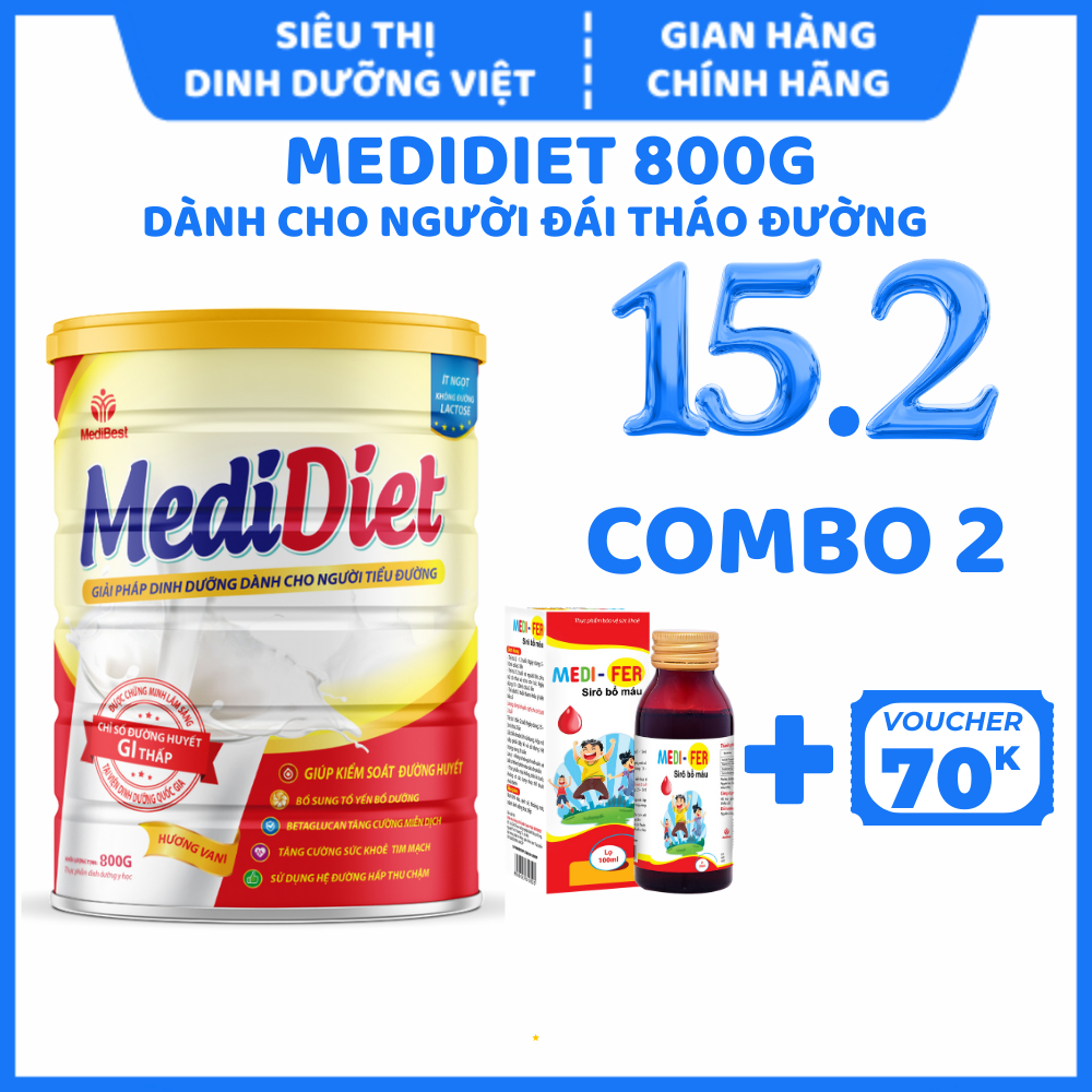 Sữa bột MediDiet 800G - Dinh dưỡng dành cho người bị tiểu đường [Hàng ...
