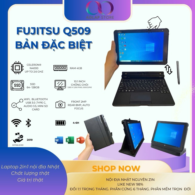 Máy tính bảng kiêm laptop Ram 8GB Fujitsu Q509 506 Q507 508 5010 5011 ...