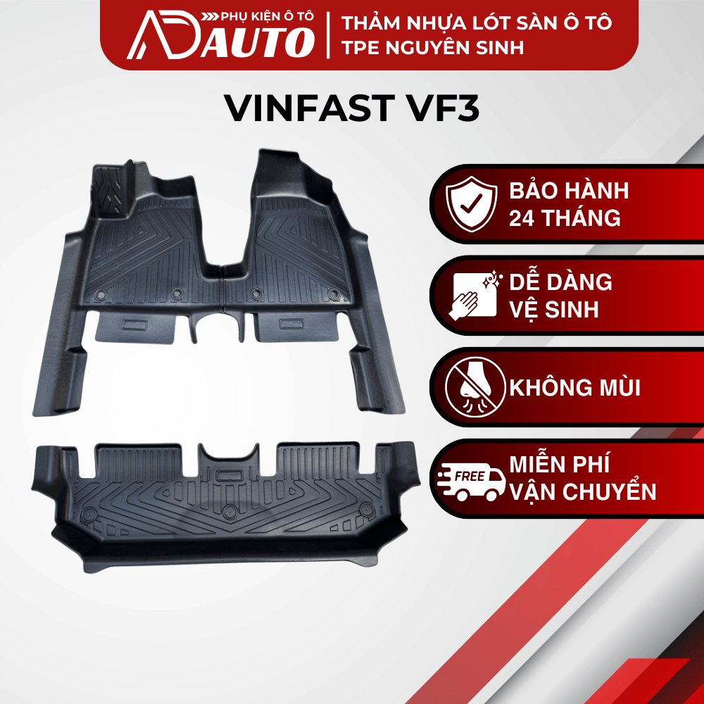Thảm lót sàn ô tô Vinfast VF3, Thảm lót sàn TH CARMATT đúc khuôn nhựa ...