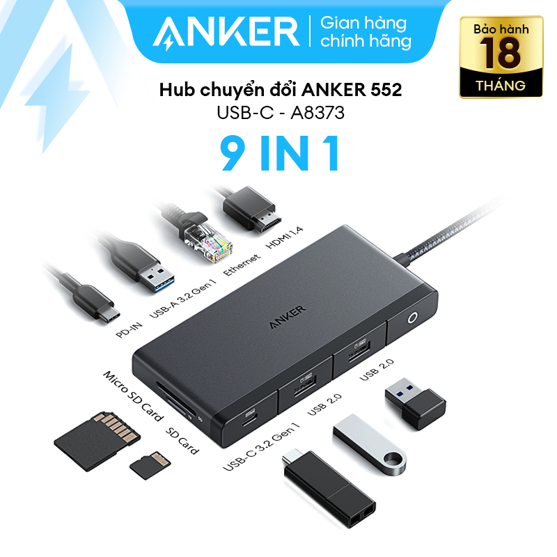 Hub chuyển đổi ANKER 552 USB-C 9-in-1 - A8373 | Shopee Việt Nam