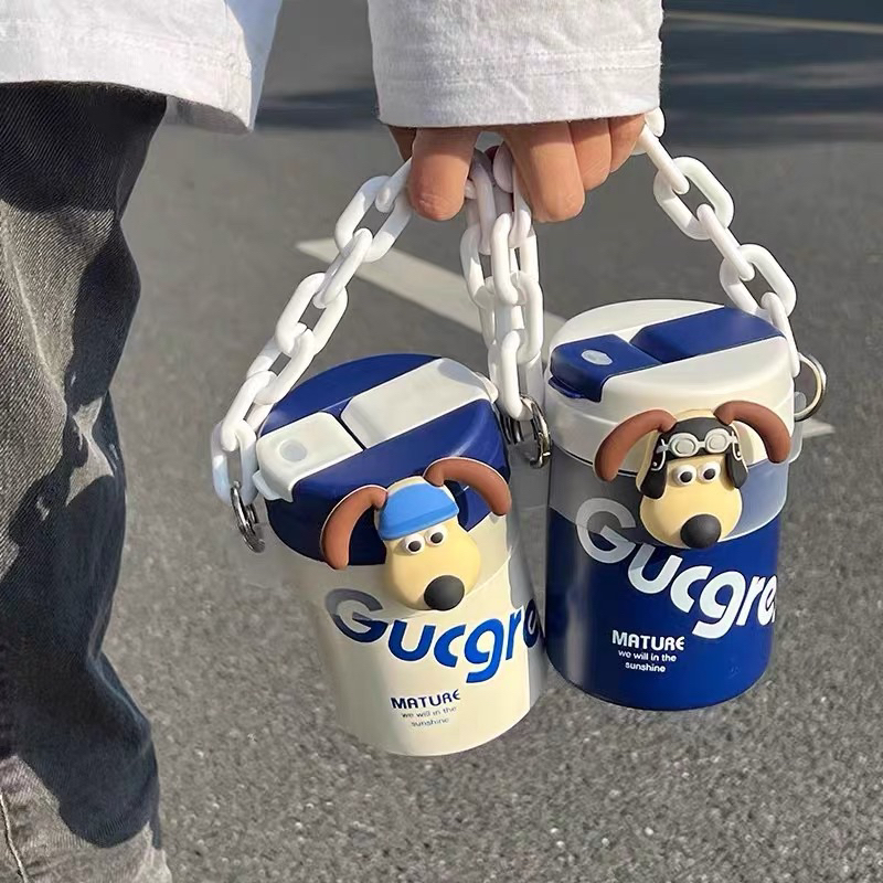 BÌNH GIỮ NHIỆT GROMIT DOG KIM LOẠI CAO CẤP KÈM DÂY ĐEO KIM LOẠI TIỆN ...