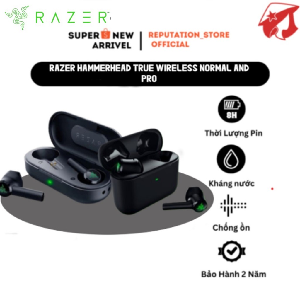 Tai nghe không dây Razer Hammerhead True Bluetooth 5.0 IPX4 Tai nghe điều khiển cảm ứng có micrô ...